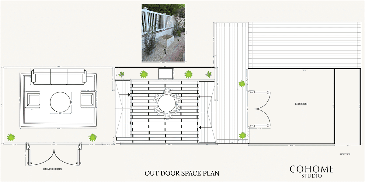 Outdoor layouts and floor plan ideas.