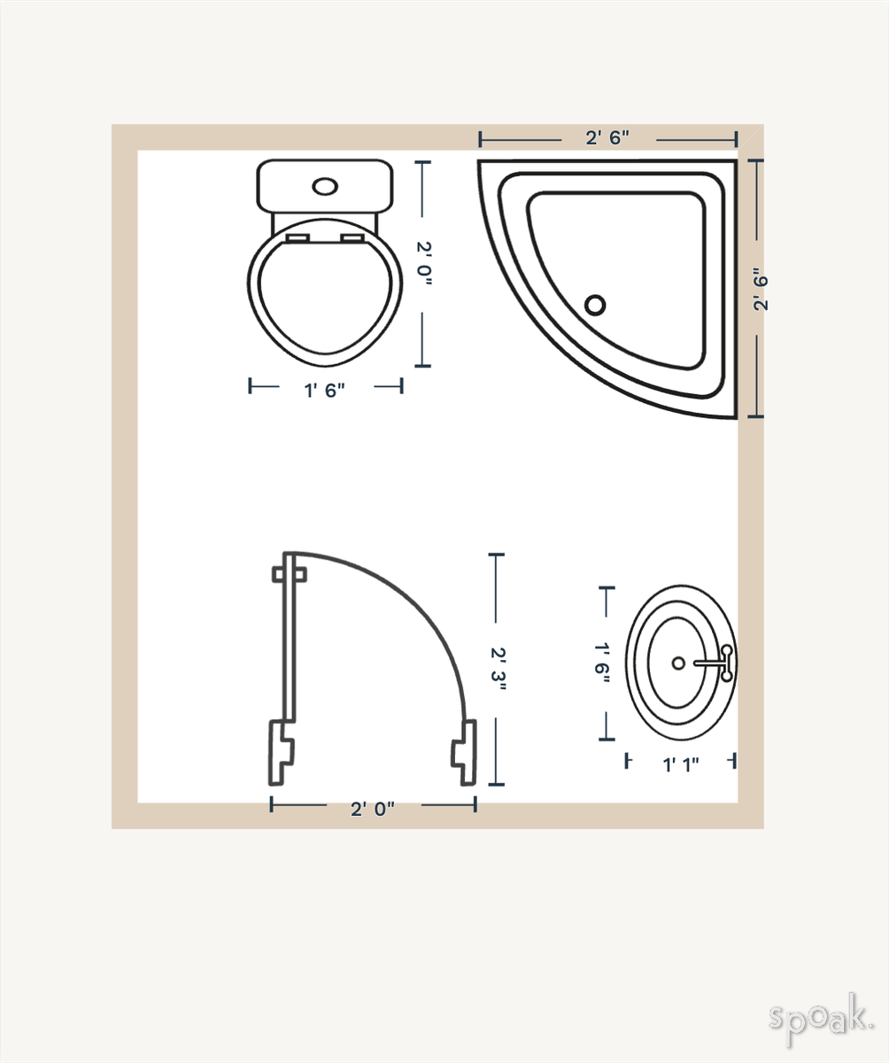 Small half bathroom layouts and floor plan ideas.