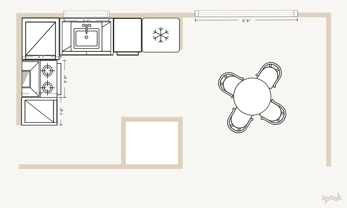 Small kitchen layouts and floor plan ideas.