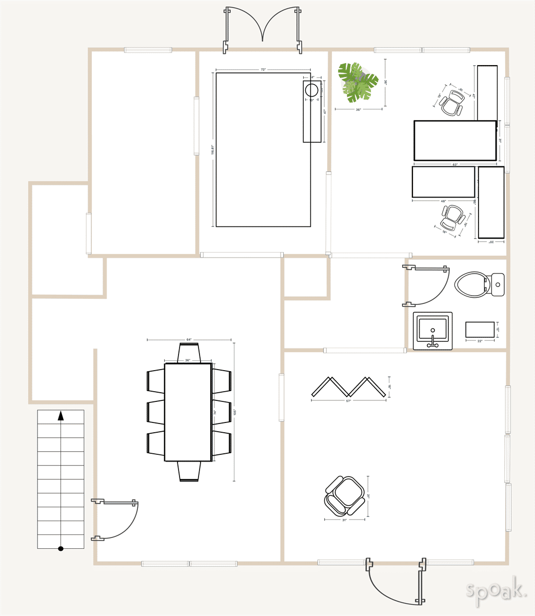 Large kitchen layouts and floor plan ideas.
