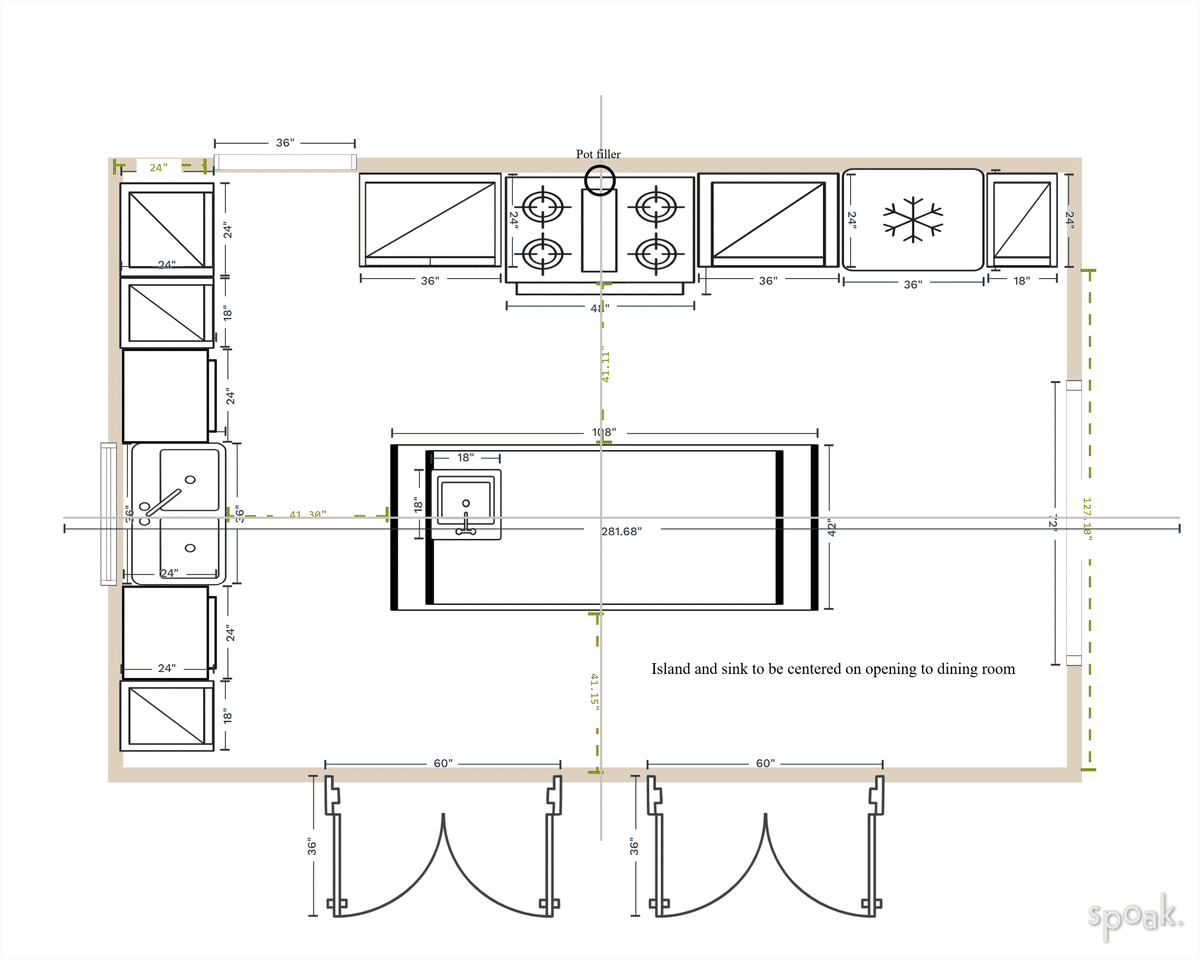 Large kitchen layouts and floor plan ideas.