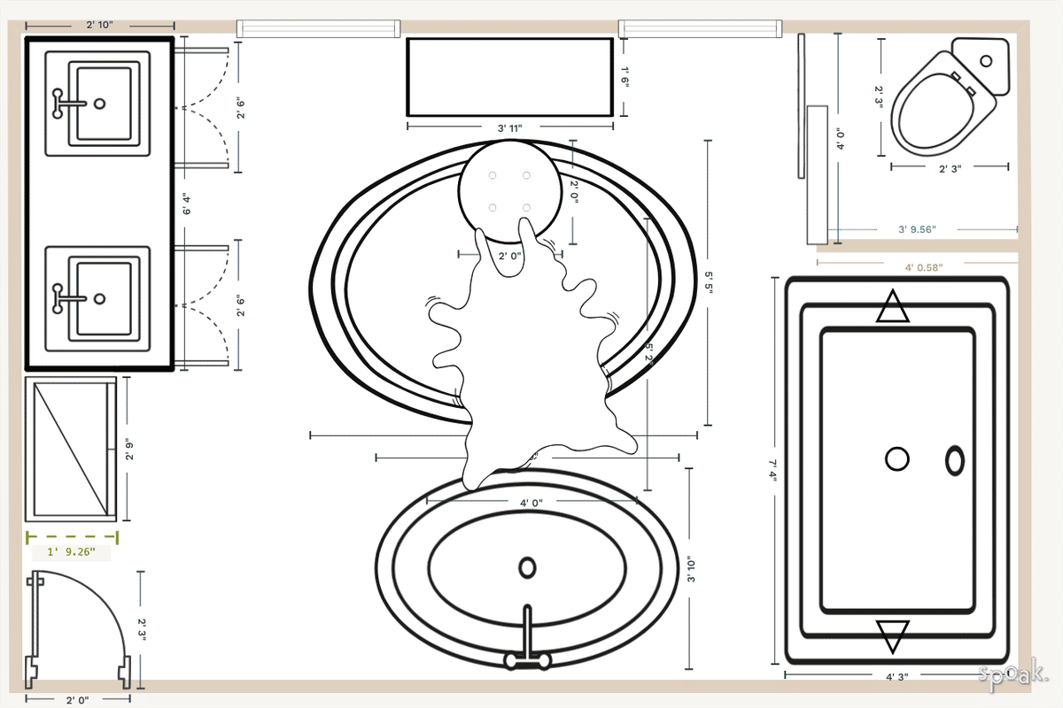 Primary bathroom layouts and floor plan ideas.