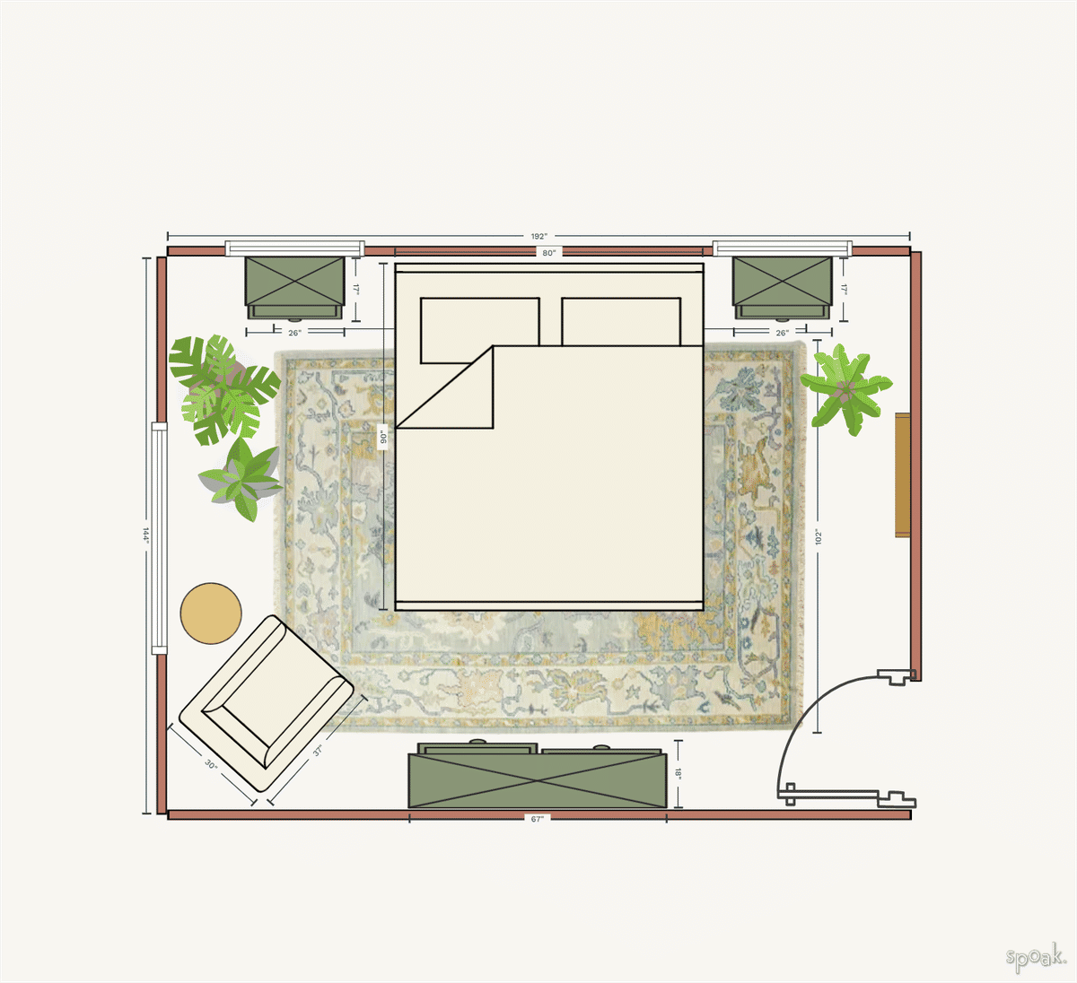 Primary bedroom layouts and floor plan ideas.