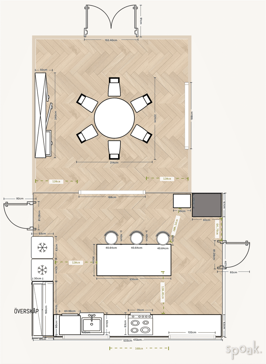 square dining room layout