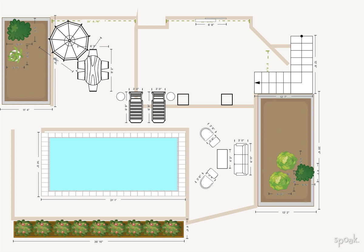 Outdoor layouts and floor plan ideas.