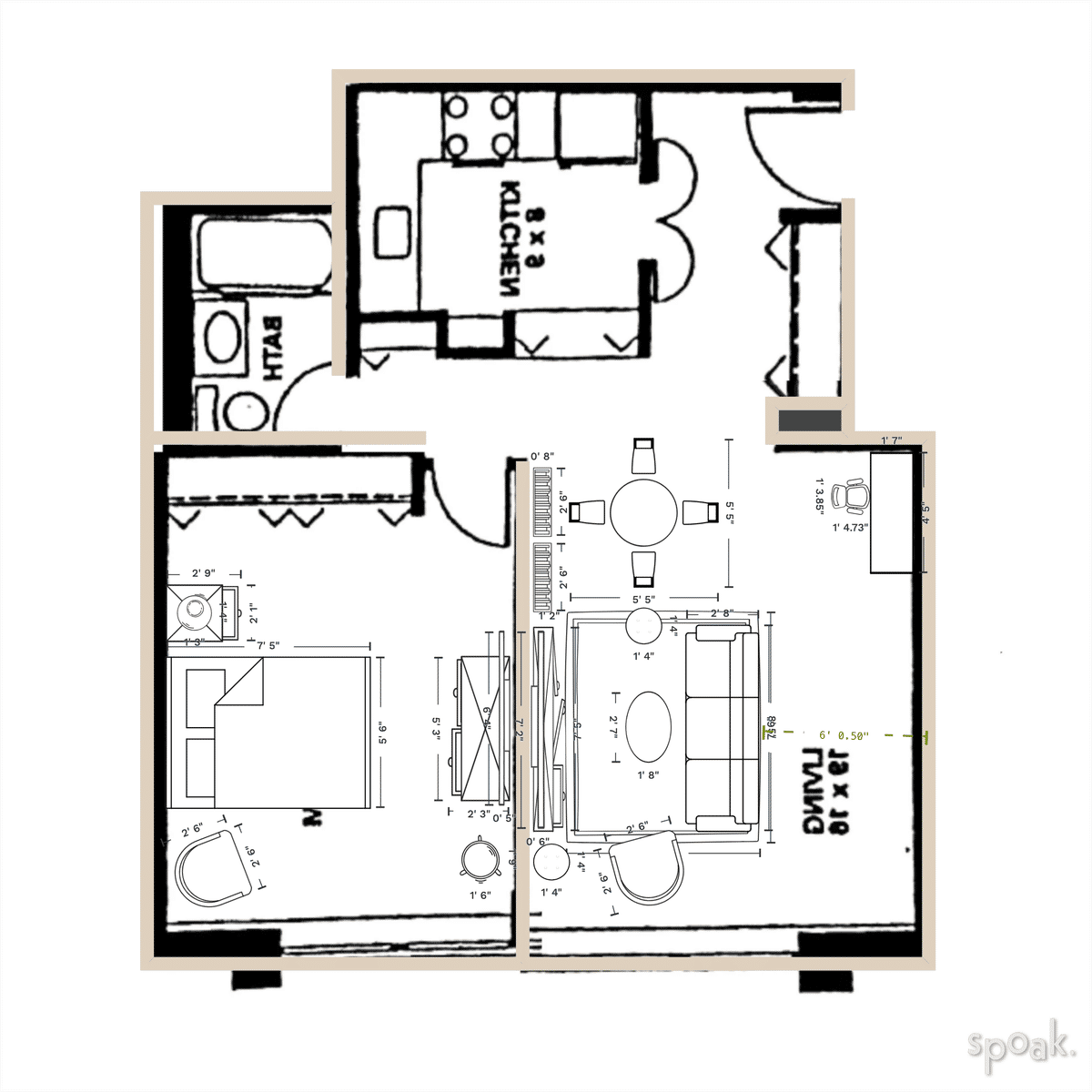 small flat floor plan
