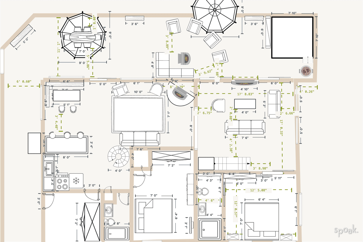 Outdoor layouts and floor plan ideas.