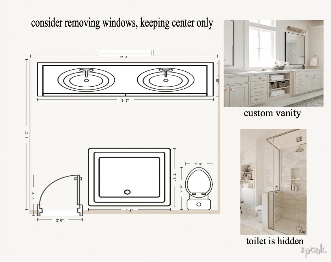 Guest bathroom layouts and floor plan ideas.