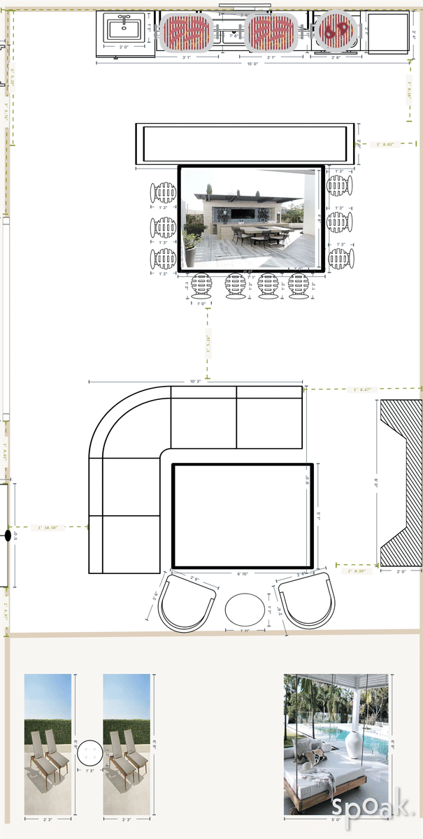 Outdoor layouts and floor plan ideas.
