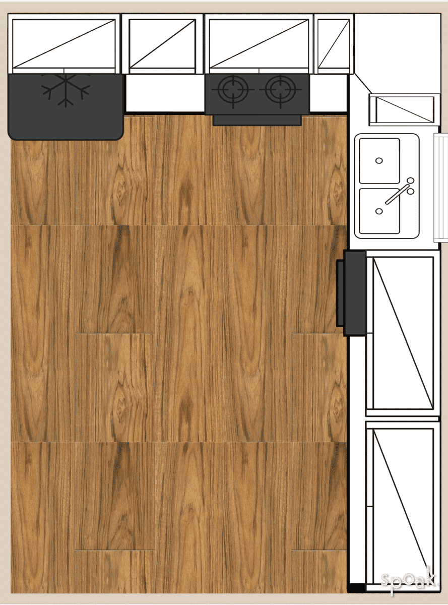 Rectangular kitchen layouts and floor plan ideas.