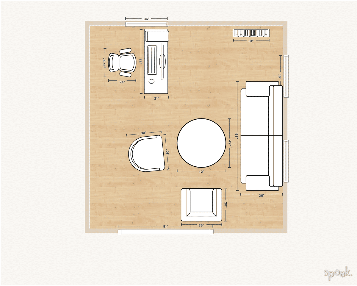 Square office layouts and floor plan ideas.