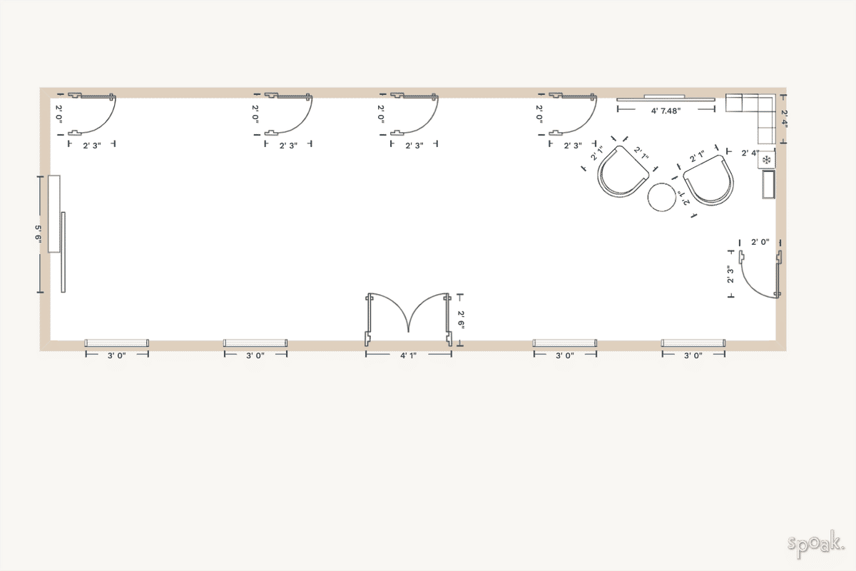 Rectangular open concept kitchen + living room layouts and floor plan ...