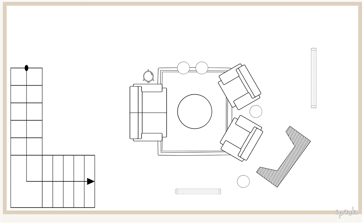 Rectangular open concept kitchen + living room layouts and floor plan ...