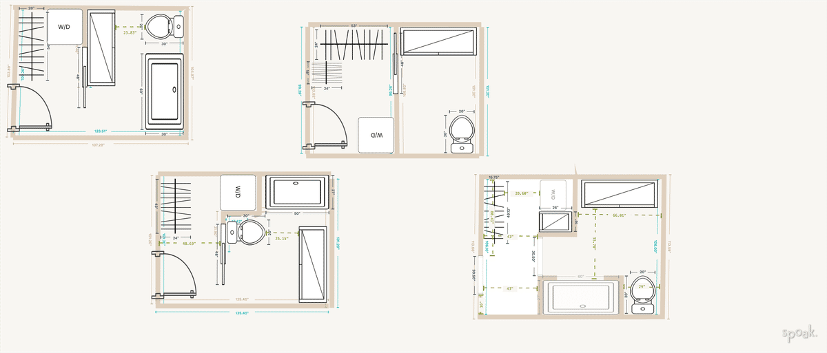 Laundry room layouts and floor plan ideas.