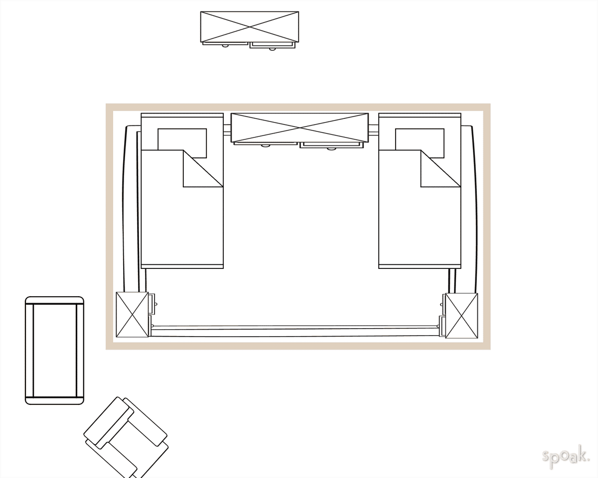 Rectangular bedroom layouts and floor plan ideas.