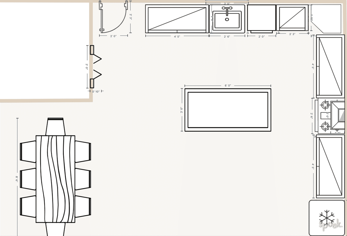 Small kitchen layouts and floor plan ideas.