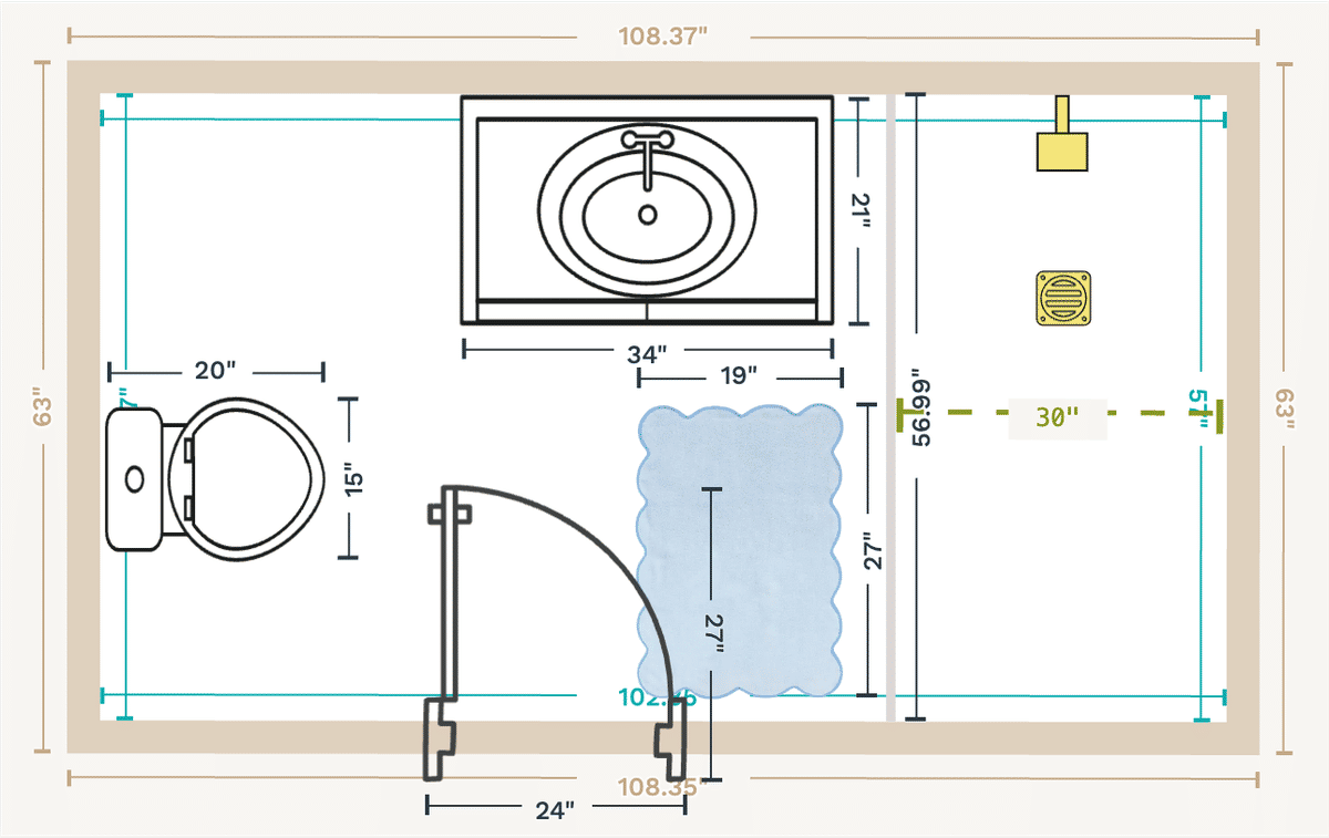 Guest bathroom layouts and floor plan ideas.