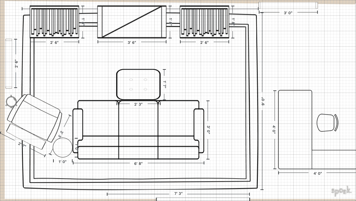 Family room layouts and floor plan ideas.